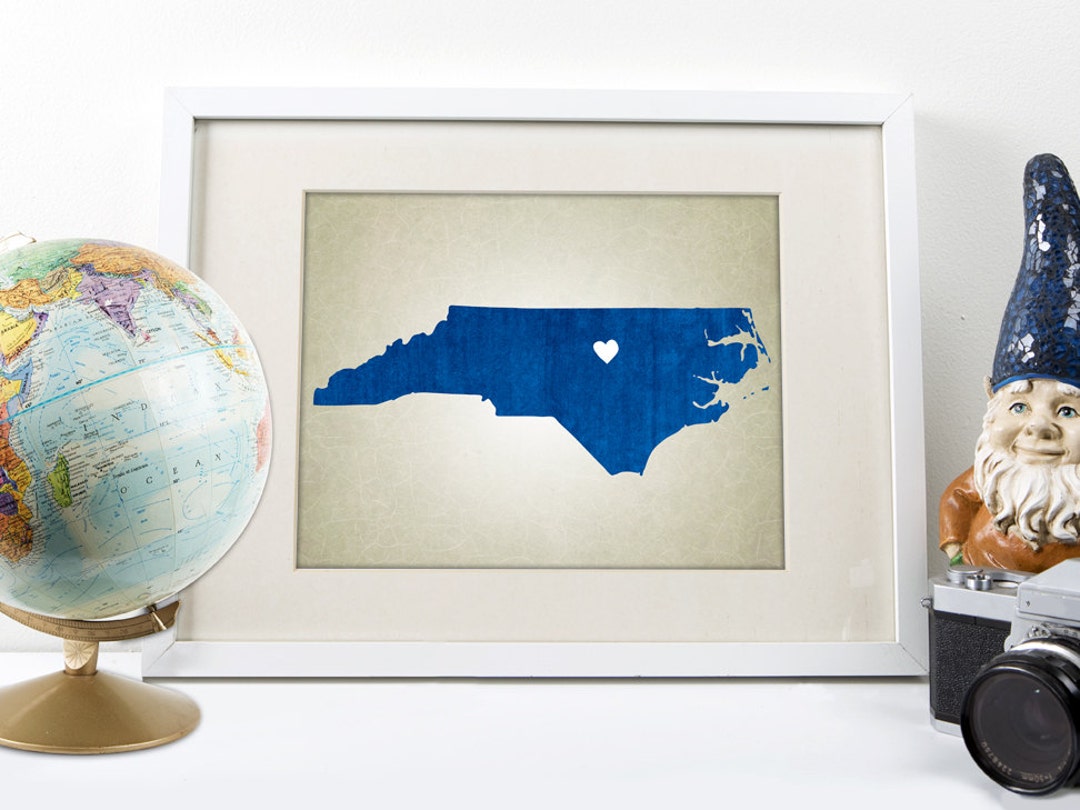 North Carolina Wall Art - Custom State Map Print - Hometown Map ...