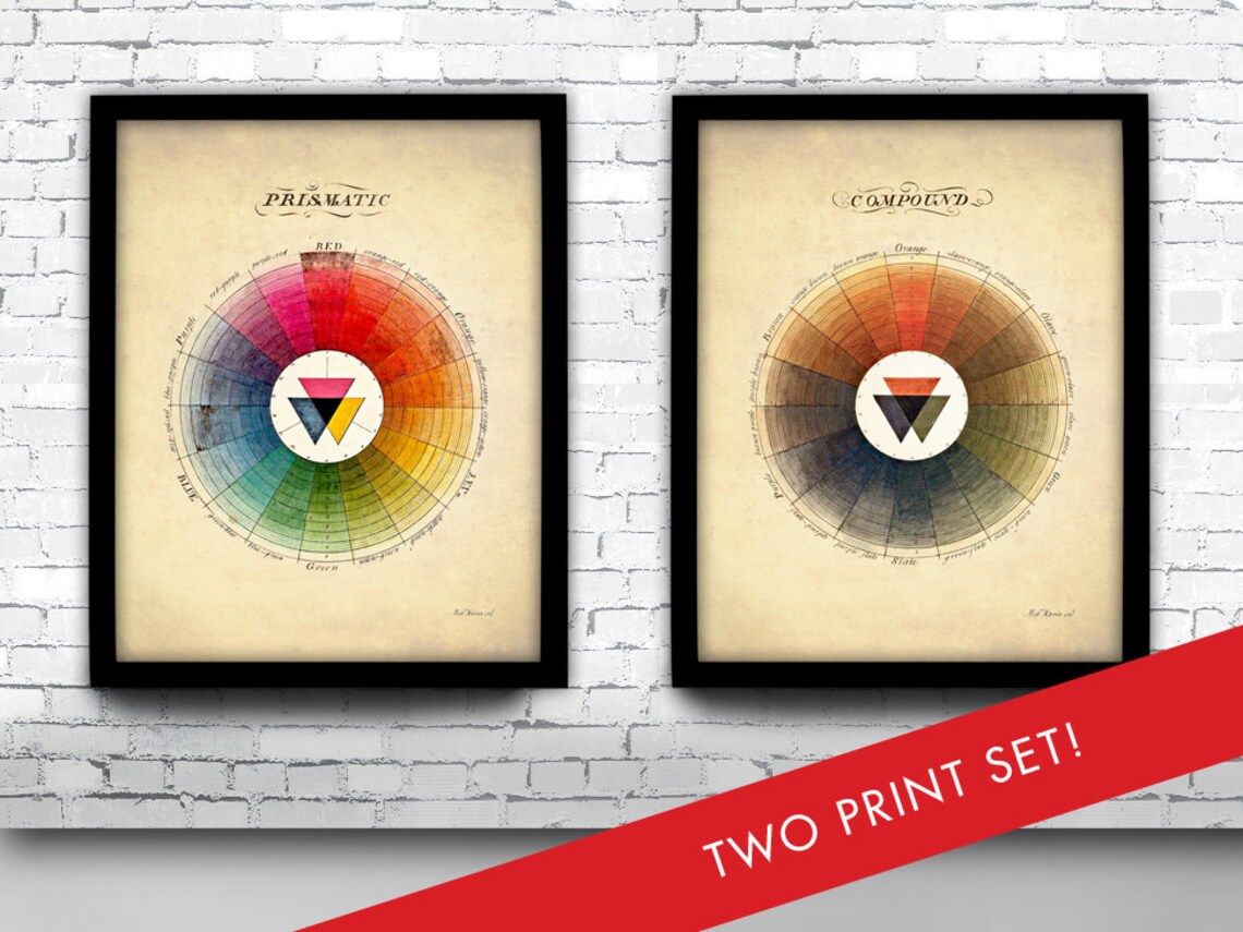 Color Wheel Art Print Set Prismatic and Compound Color Wheel - Etsy