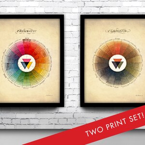 Color Wheel Art Print Set - Prismatic and Compound Color Wheel Posters ...