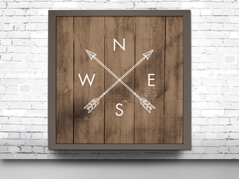 Compass Arrows Art Print North South East West Compass - Etsy