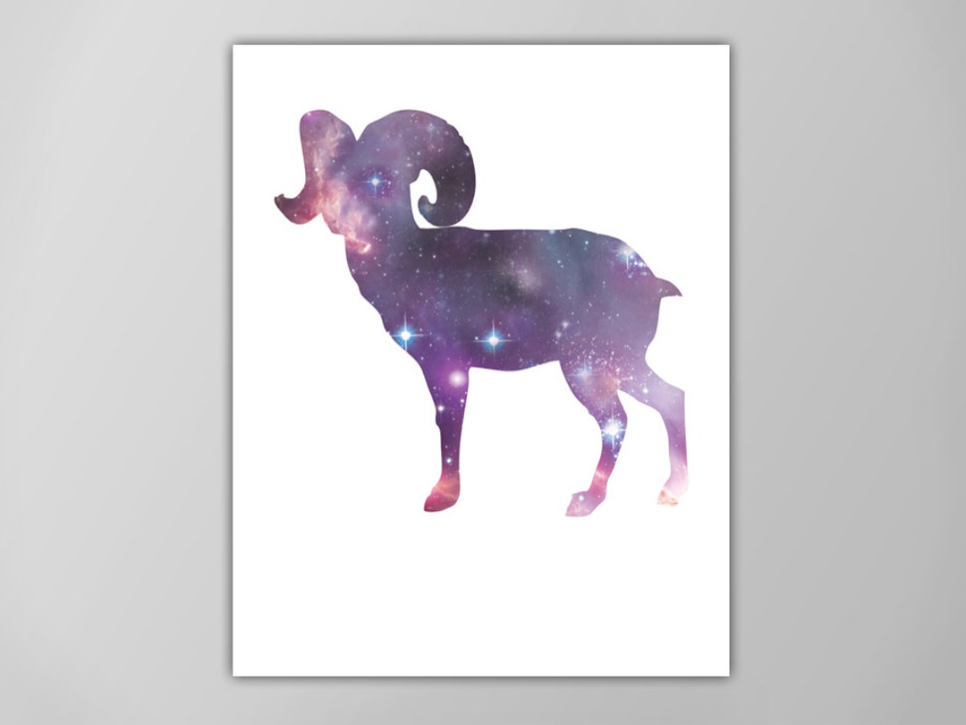 Galaxy Ram Illustration - Spirit Animal Art Print - Astrology Poster ...