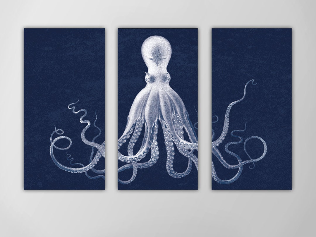 Octopus Triptych - Nautical Art Print - Lord Bodner's Octopus Print - 3 ...