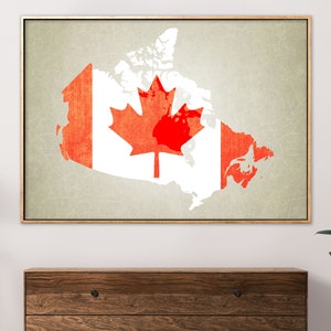 Canada Map Art Print - Canadian Flag Poster - Maps and Travel Wall Art ...