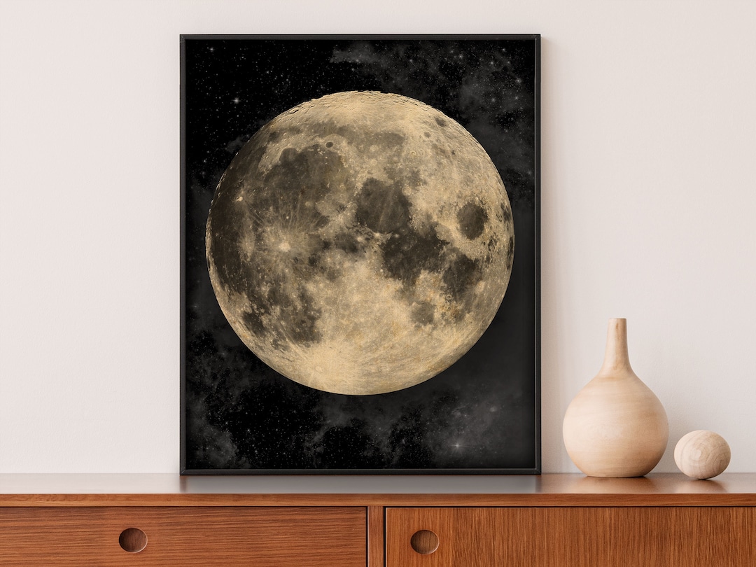Moon Art Print - Giant Full Moon Poster - Galaxy and Space Poster ...