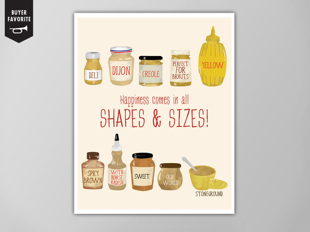 Mustard Chart Art Print Kitchen Decor Type of Mustards Poster Fun ...