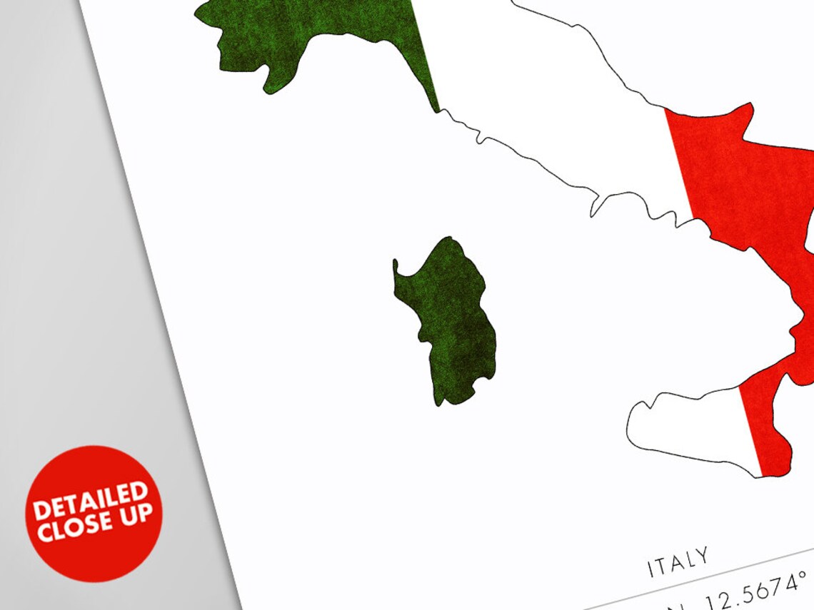 Italy Map Print - Italian Flag - Travel Wall Art - Italy Country ...