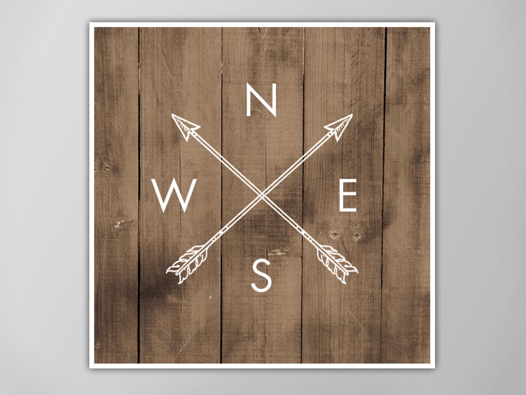 Compass Arrows Art Print North South East West Wall Art for Nursery ...