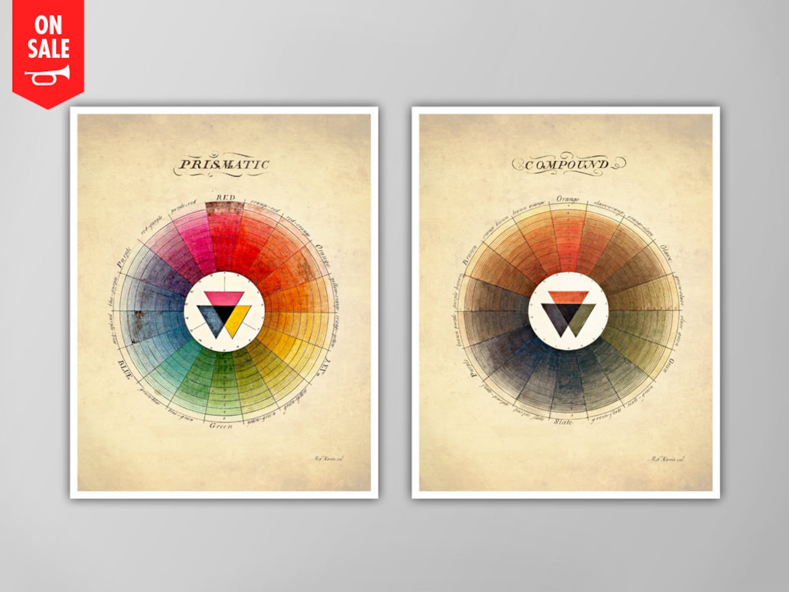 Color Wheel Art Print Set Prismatic and Compound Color Wheel - Etsy