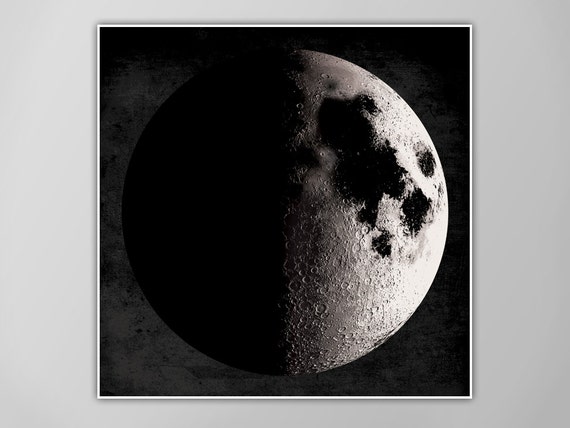 Giant Moon Poster Half Moon Art Print Square Moon Print - Etsy