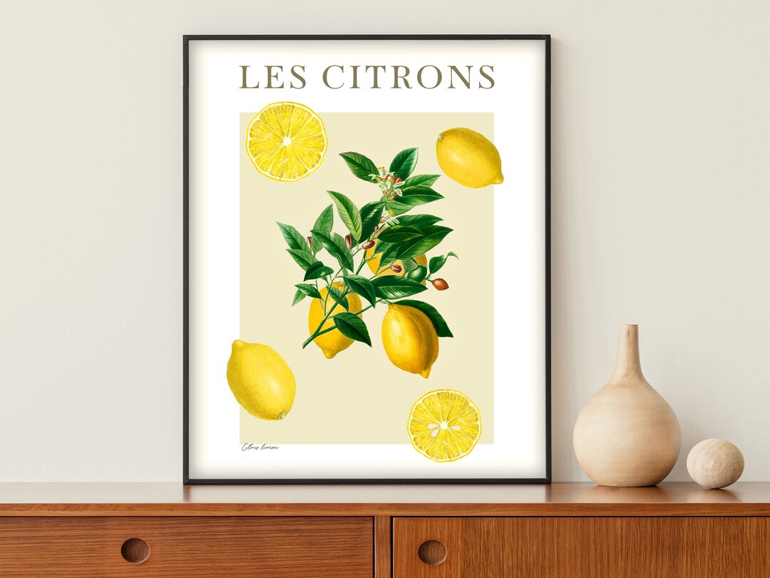 Les Citrons Poster - Fruit Market Lemon Print - Farmer's Market Art ...