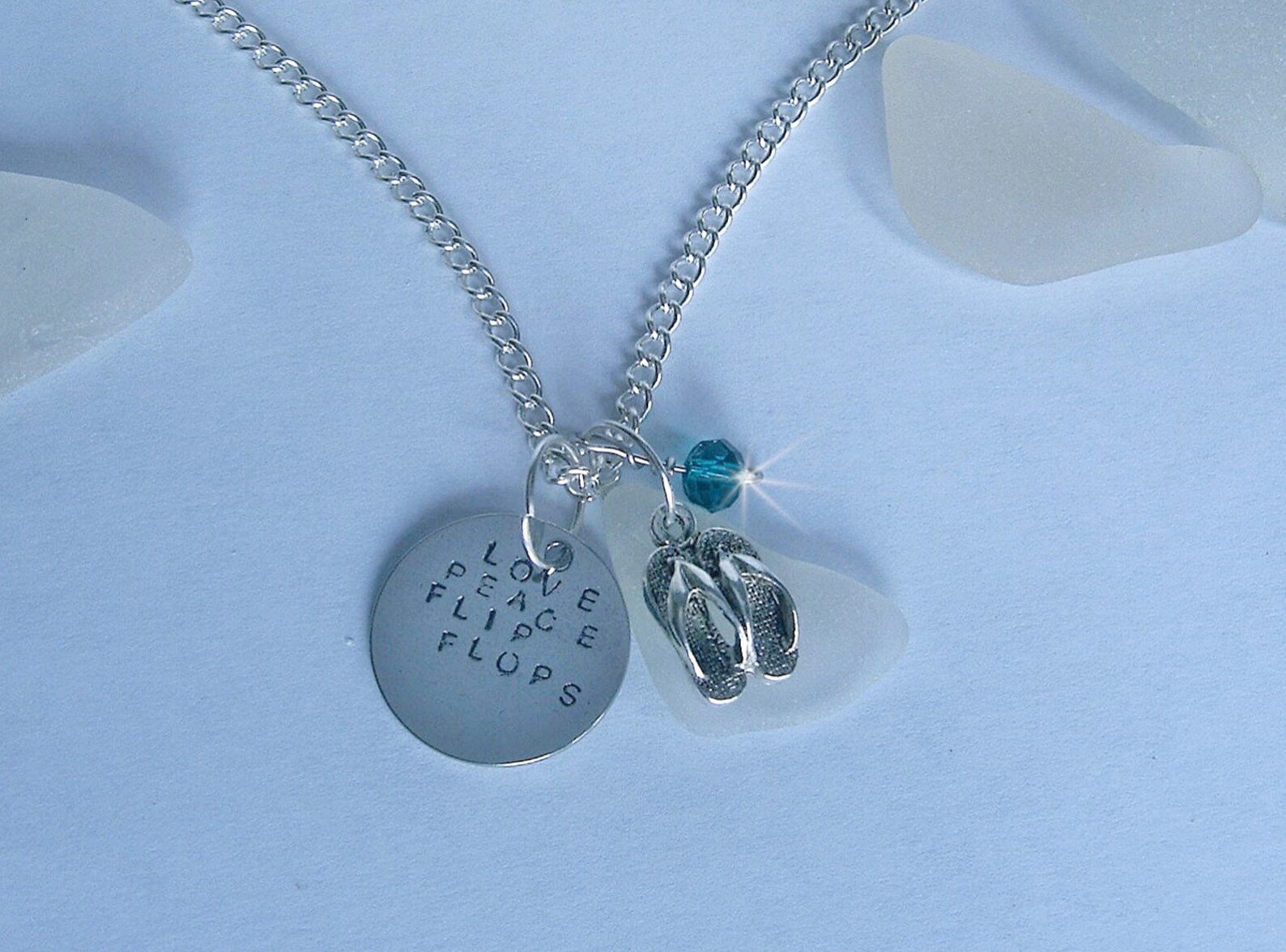 Flip Flop Necklace. Love Peace Flip Flops Hand Stamped Sea - Etsy UK