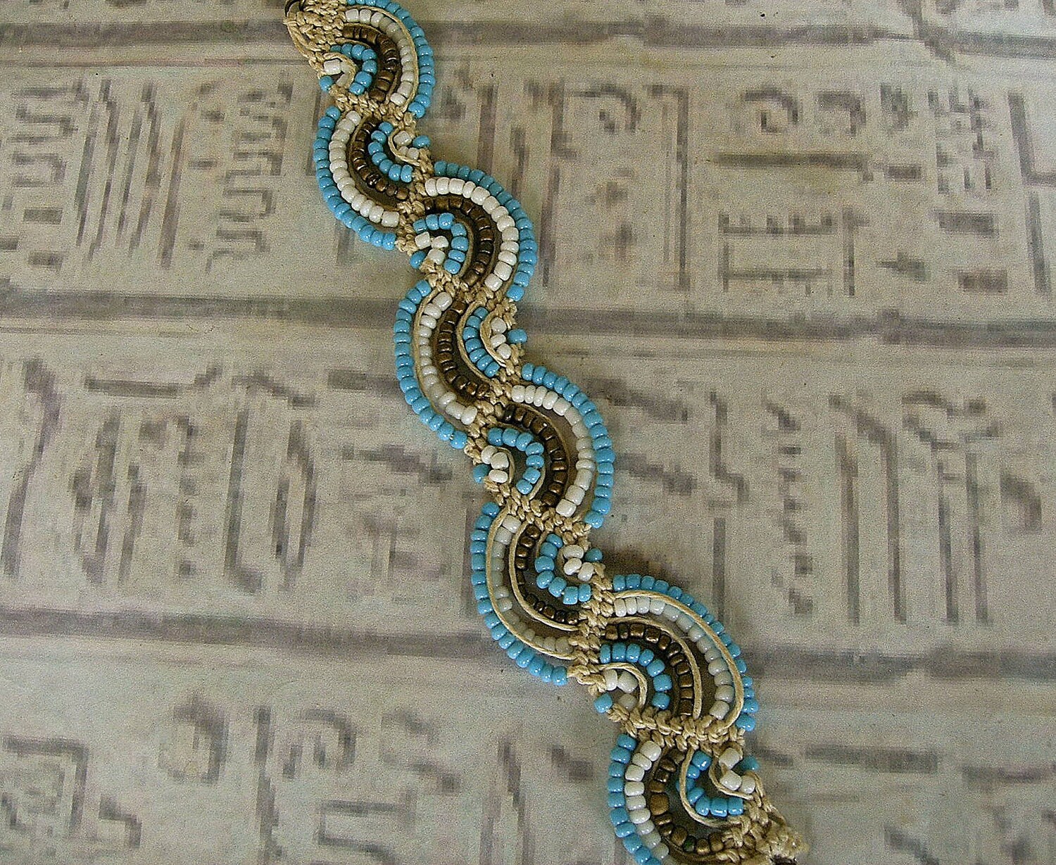 Micro Macrame Bracelet in Waves of Turquoise White and - Etsy