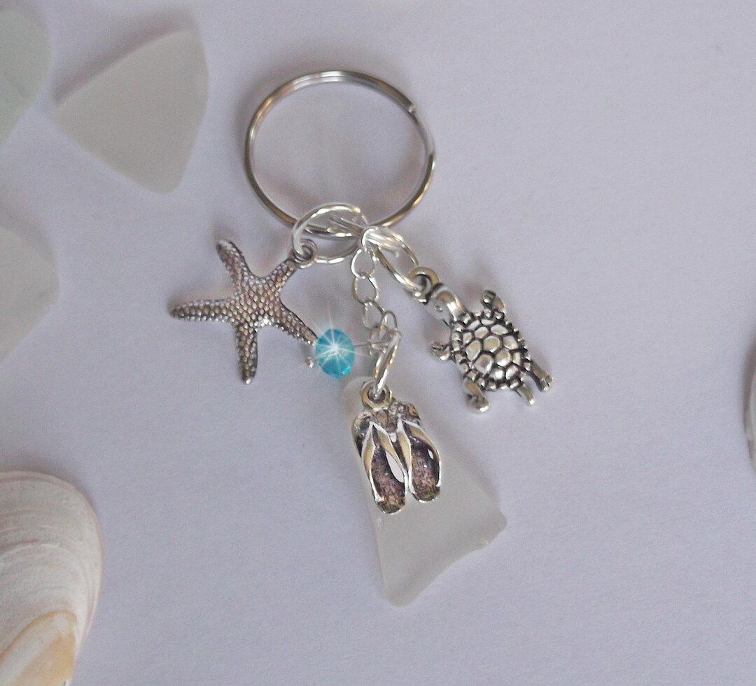 Honu. Sea Glass Key Ring. Flips Flops Keychain Beach Purse - Etsy UK