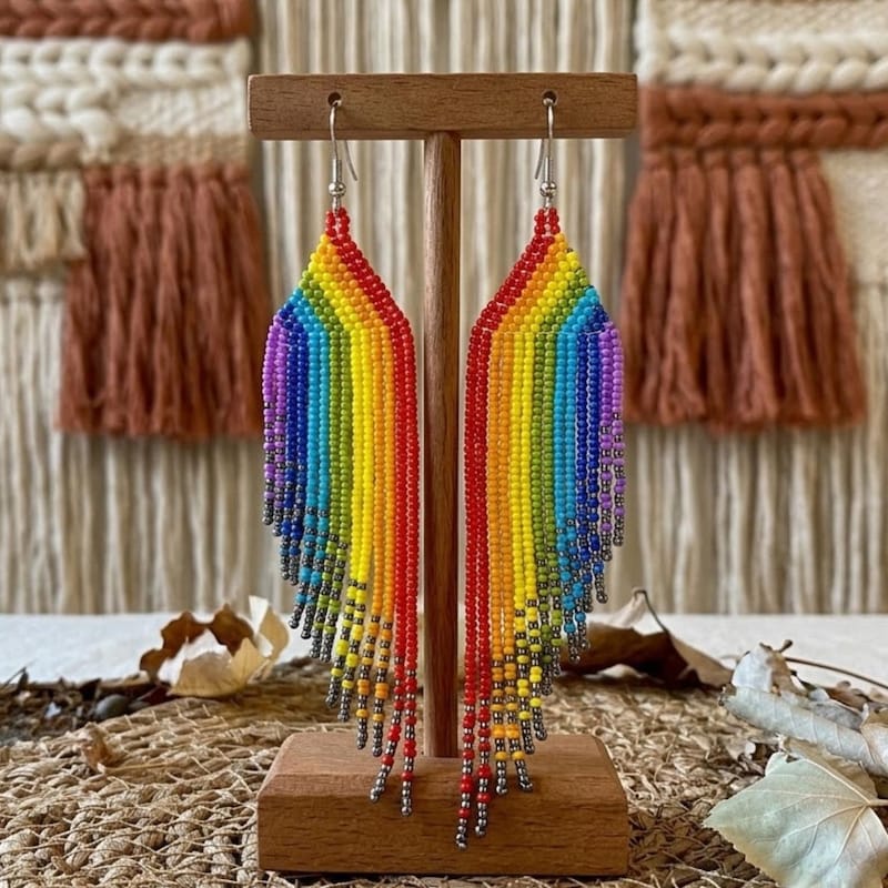 Boho Tassle Hoop Earrings - Etsy