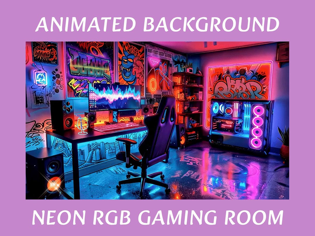 Cyberpunk Animated Background | Neon Purple RGB Gaming Room | Loop ...