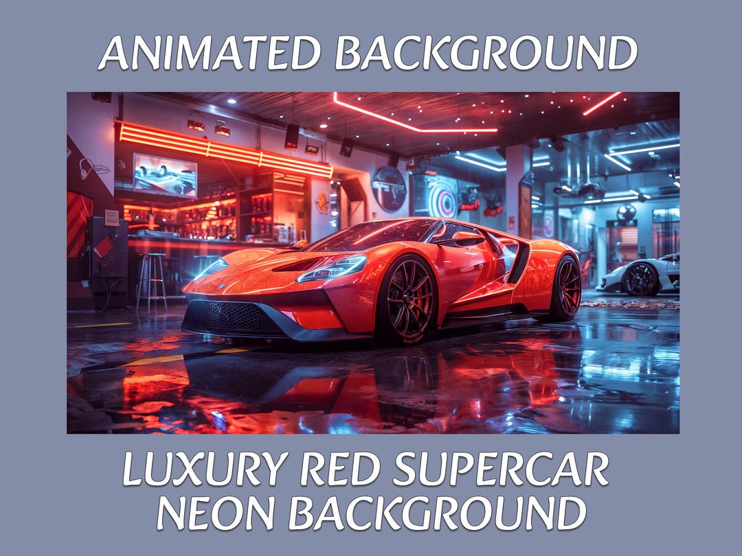 Neon Supercar Animated Stream Overlay: Futuristic Garage Background ...