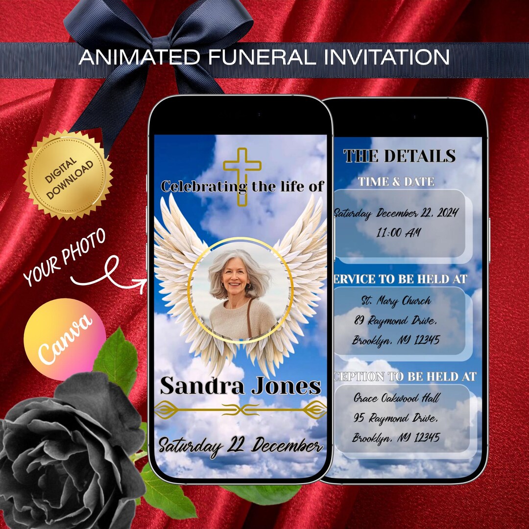 Animated Funeral Invitation Template: Editable Memorial Video (canva ...
