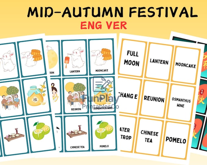 Mid-autumn Festival Printable Matching Cards | English Versions ...