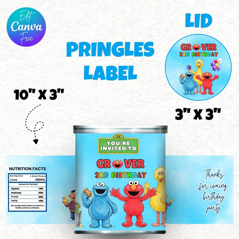 Sesame Street Party Favor, Elmo Birthday, Sesame Chips Bag, Elmo Favors ...