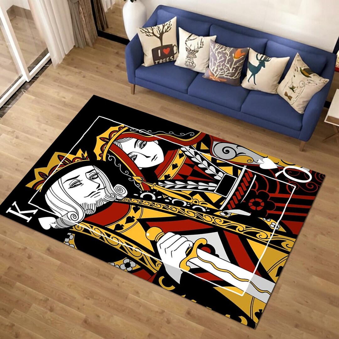King Queen Playing Card Rug, Royal Black Gold Carpet - Etsy