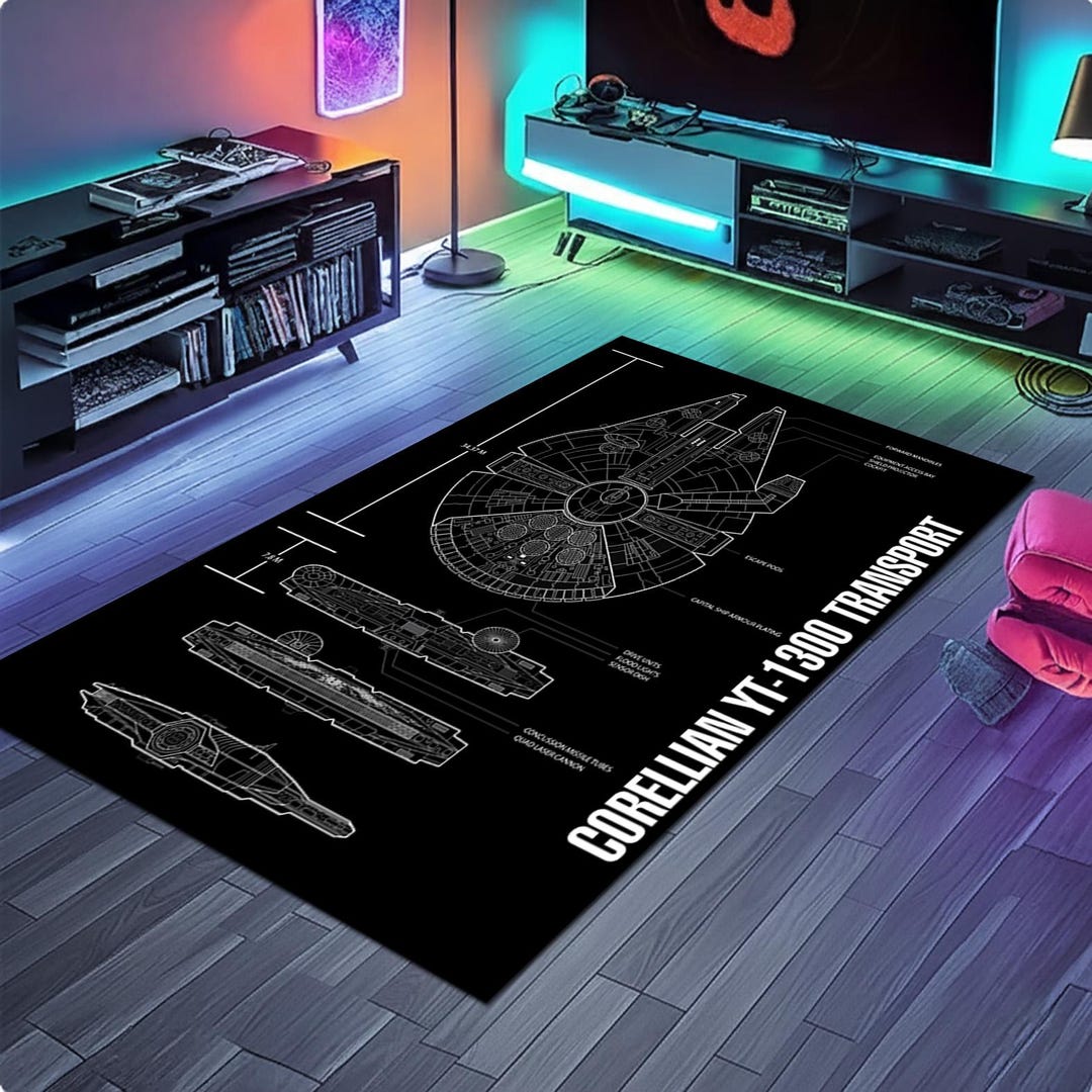 Sci Fi Rug ,technical Blueprint Carpet, Minimalist Space Decor ...