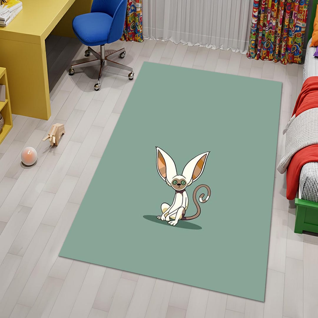 Flying Lemur Themed Area Rug, Anime Style Creature Floor Mat, Fantasy ...