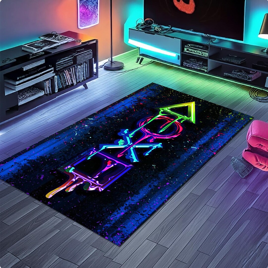 Neon Joystick Gaming Rug, Retro Arcade Carpet, Streamer Decor - Etsy