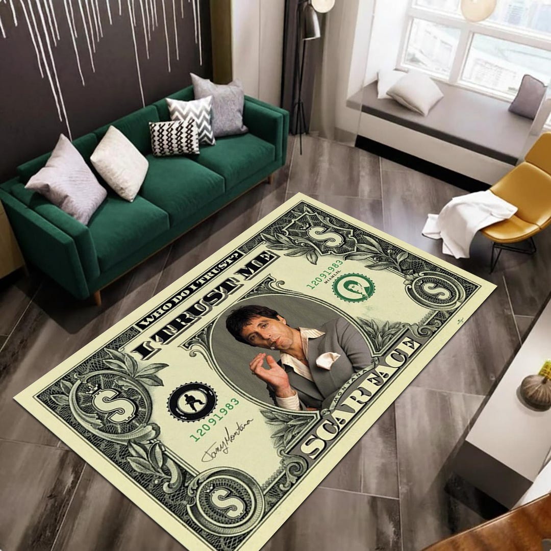 Scarface Tony Montana, Dollar Bill Rug, Movie Poster Art, Cult Film ...