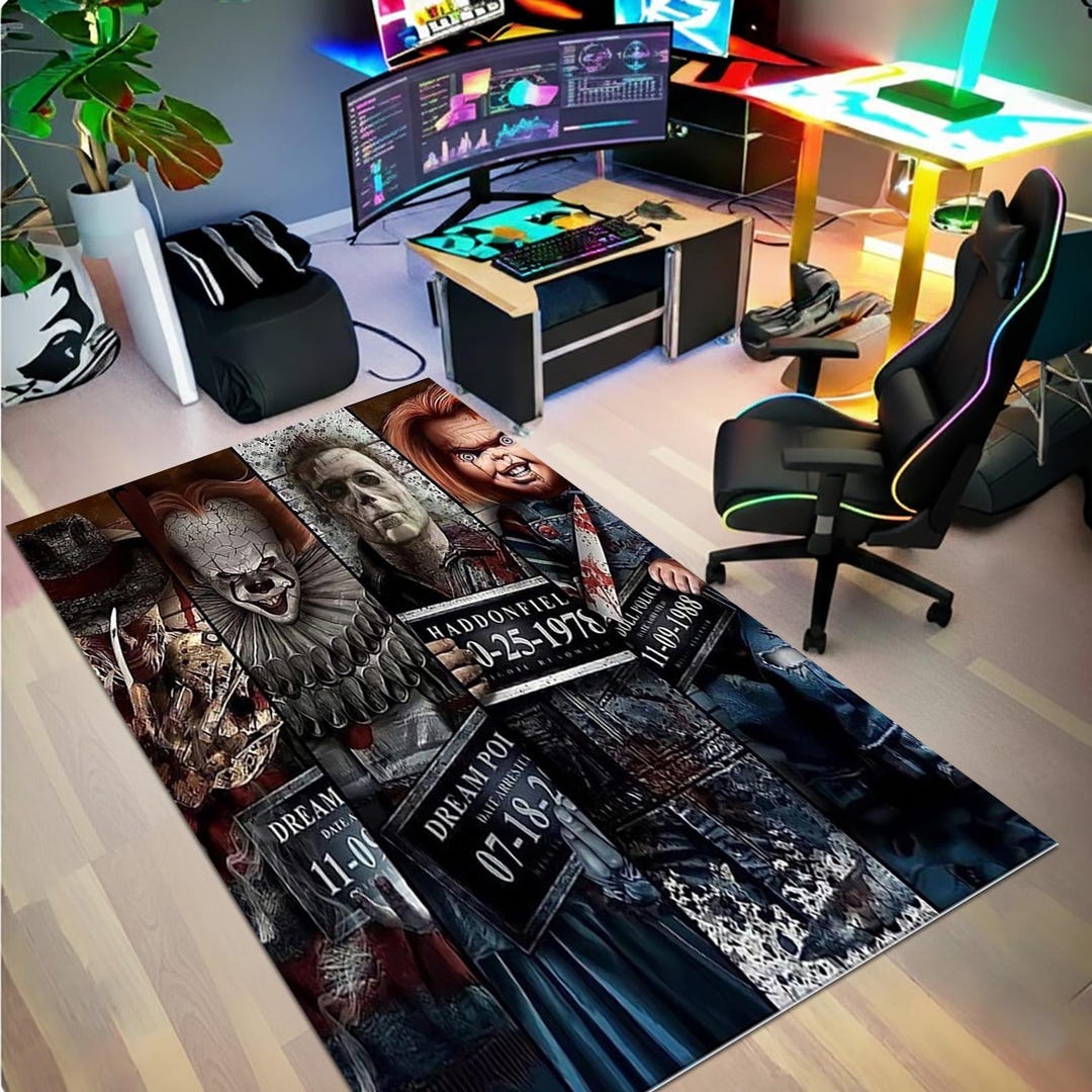 Horror Characters Themed Area Rug, Characters Carpet, Slasher Movie ...