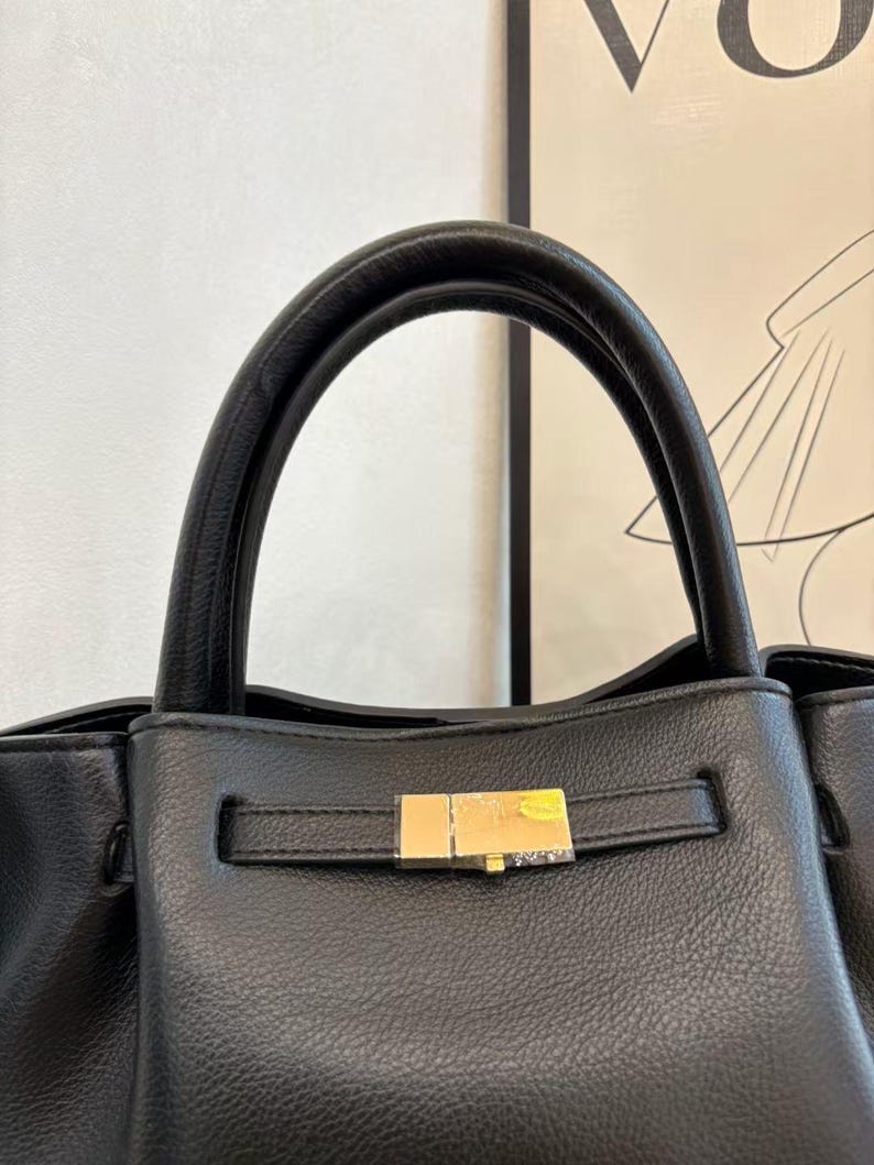 Italian Leather Tote Bag: Elegant Black Handbag, Extra Large - Etsy
