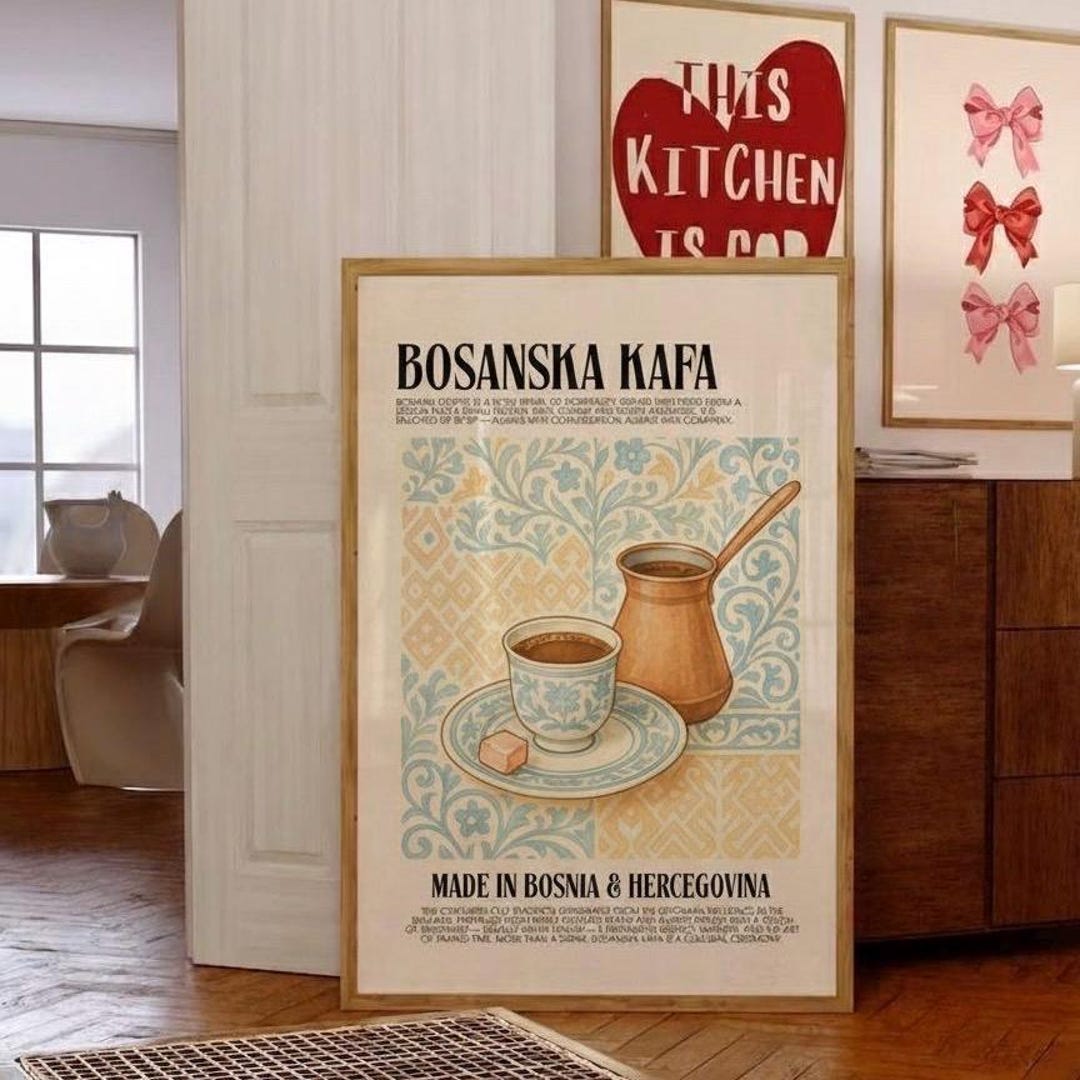Bosanska Kafa Poster | Bosnian Coffee Art Print | Balkan Kitchen Decor ...