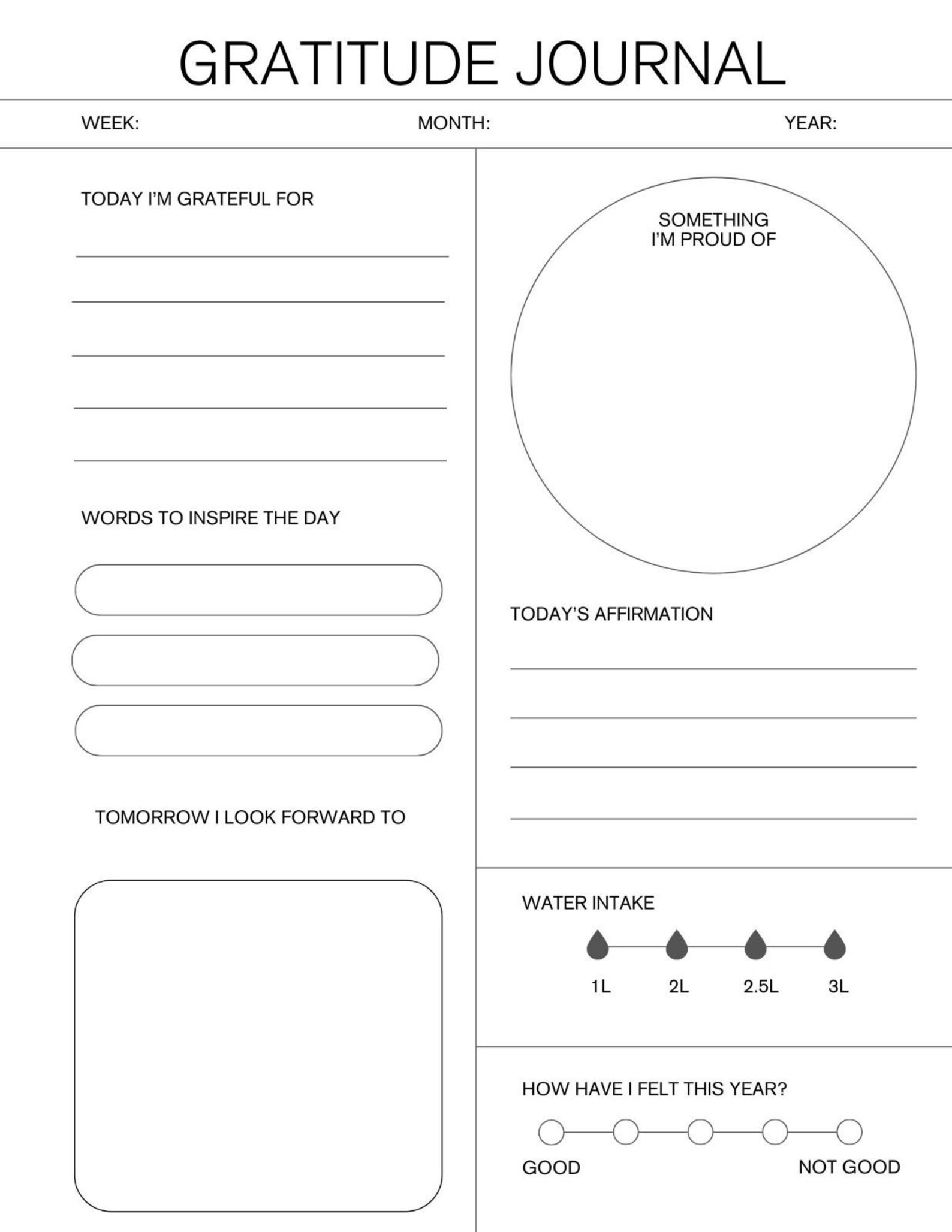 Gratitude Journal Printable: Daily Reflection and Positivity Tracker ...