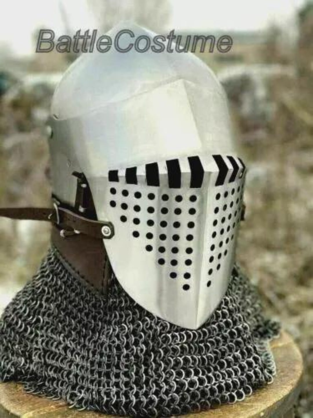 Handcrafted Medieval Bascinet Helmet With Chainmail Avaintel | 18GA ...