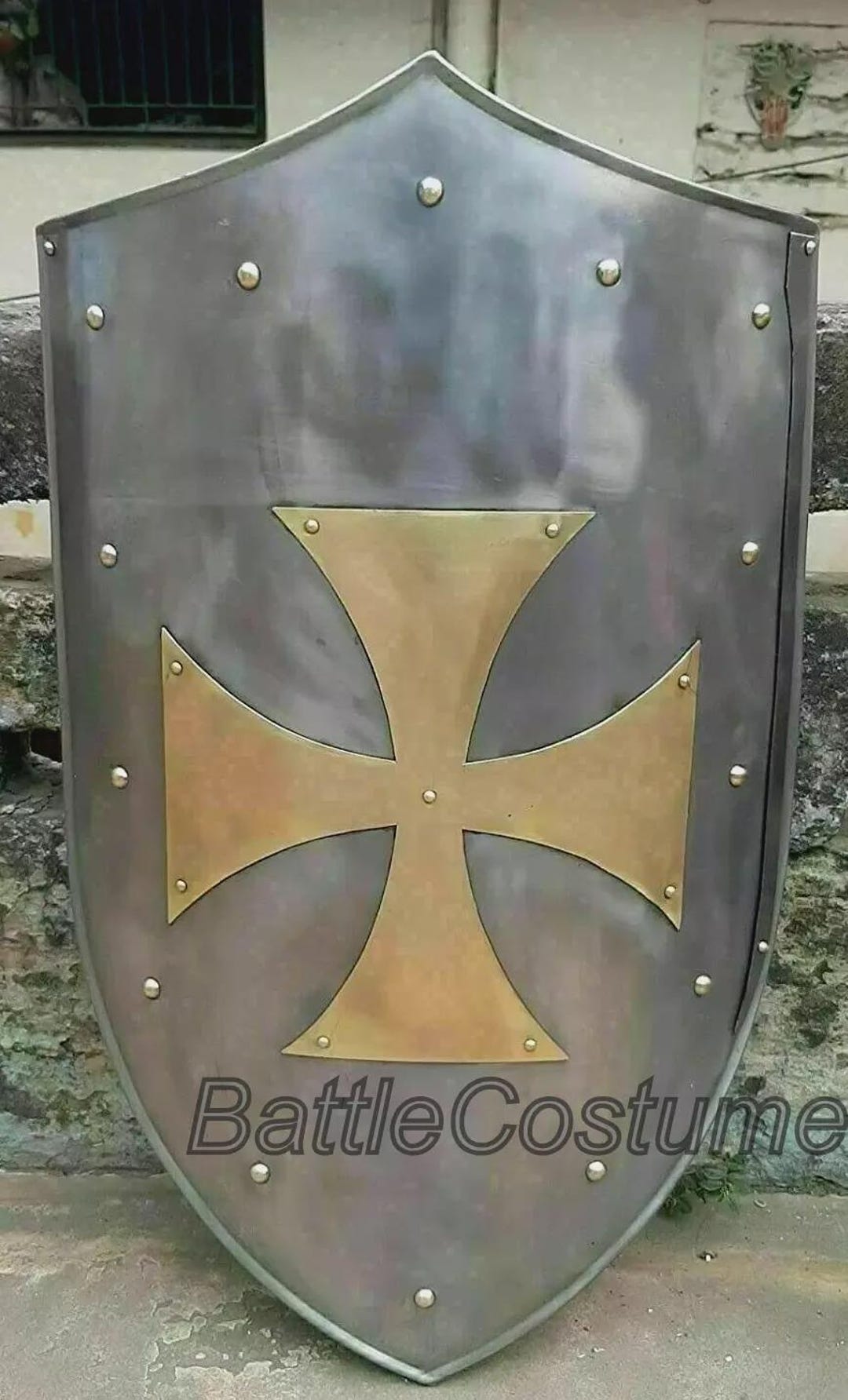 Medieval Knight Templar Heater Battle Shield | 28 Inch Steel Armor ...