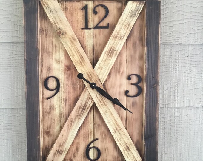 Reclaimed Wood Barn Door Farmhouse Wall Clock With Weathered Finish ...