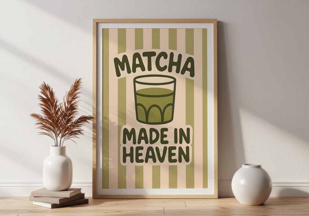 Matcha Wall Art Digital Download | Retro Matcha Poster | Kitchen Wall ...