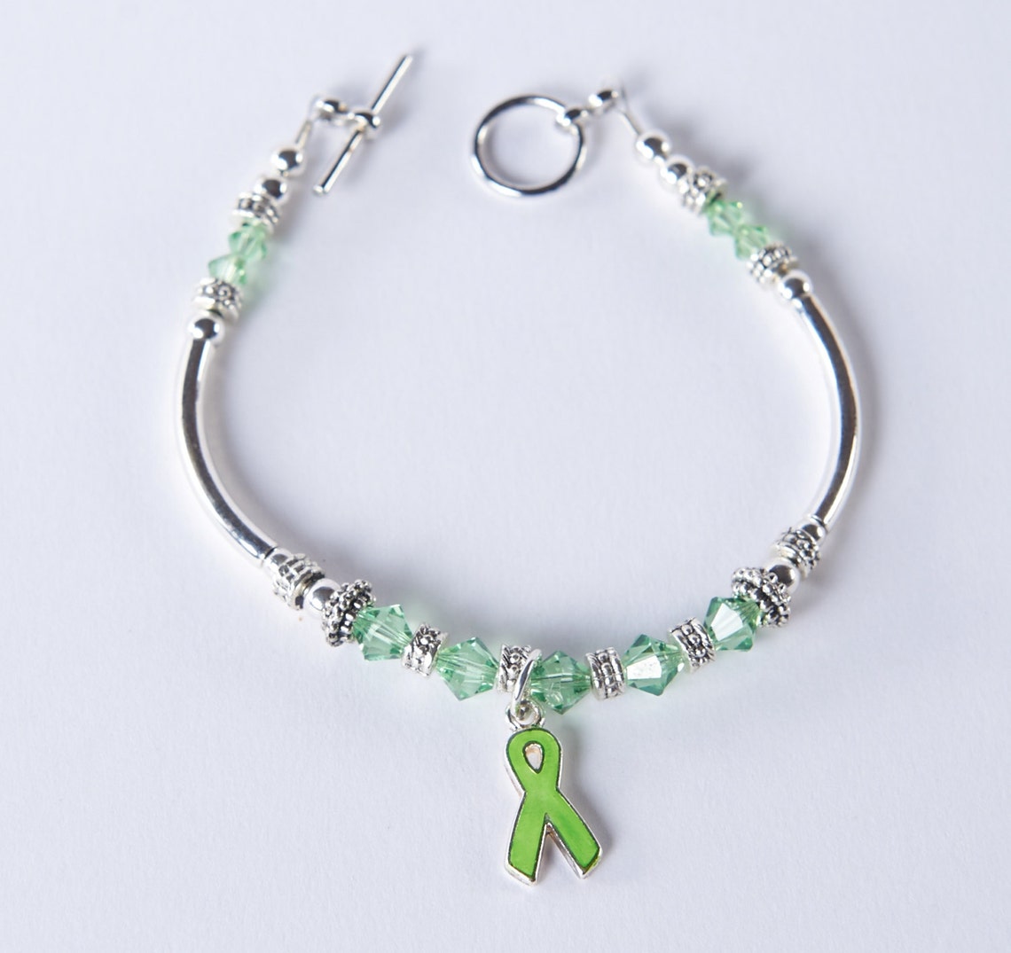 Lymphoma Bracelet. Lime Green Ribbon Charm Awareness. | Etsy