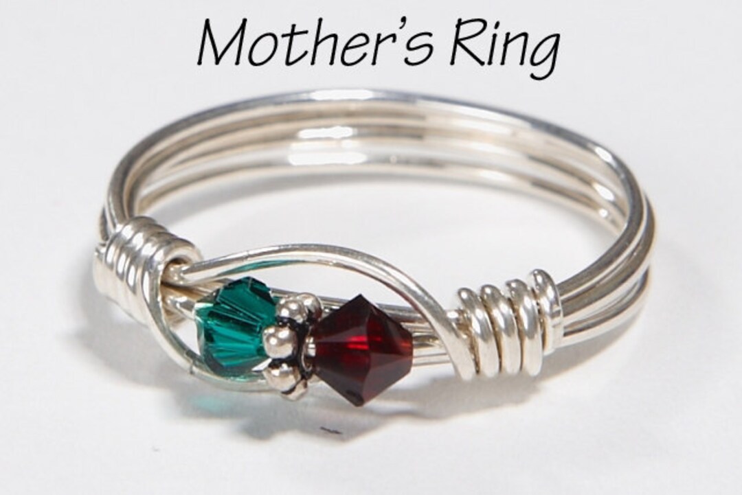 2 Stone Mother's Birthstone Ring: Personalized Sterling Silver Mom's ...