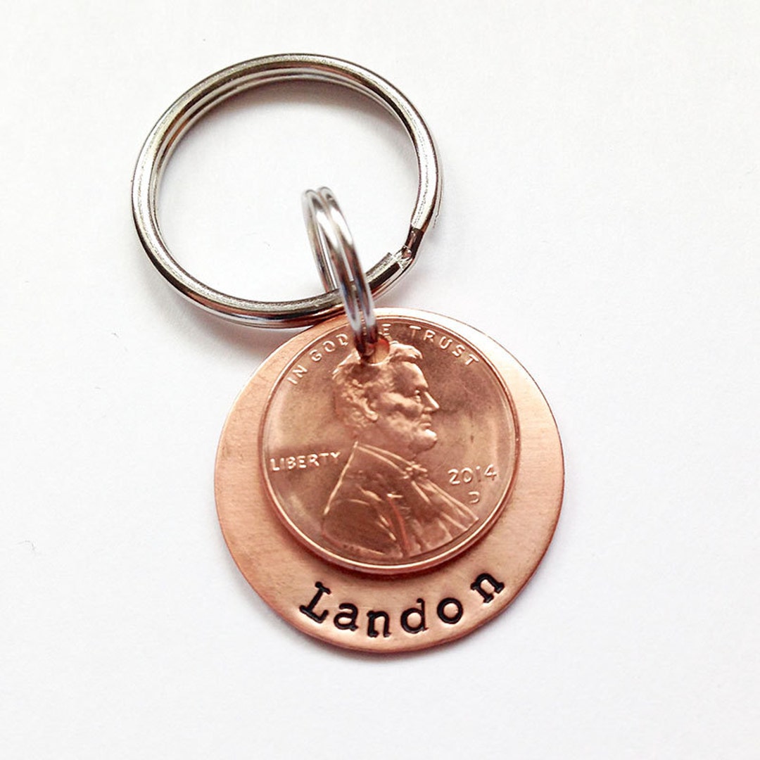 Personalized Penny Keychain: Hand Stamped Lucky Penny Keychain ...