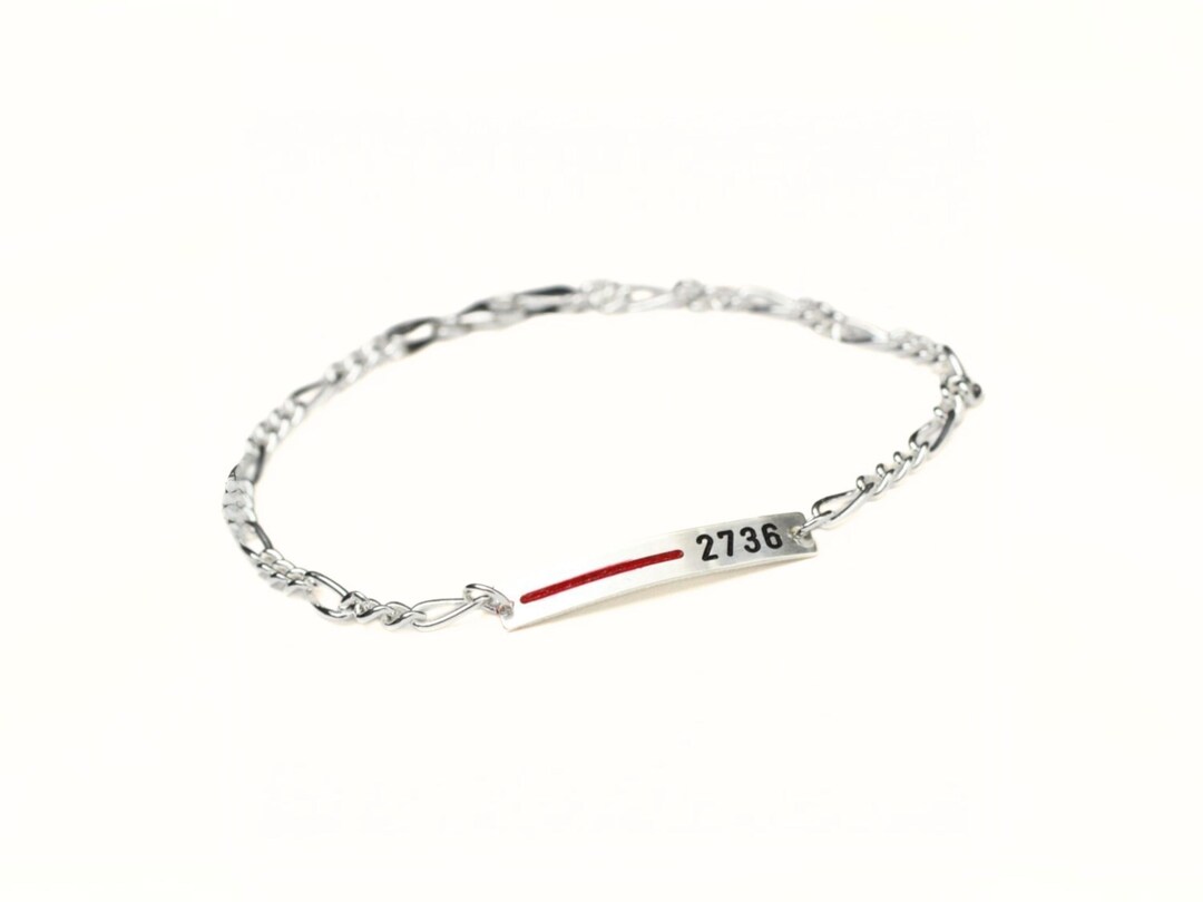 Thin Red Line Women's Bracelet. Sterling Silver Link Bracelet ...