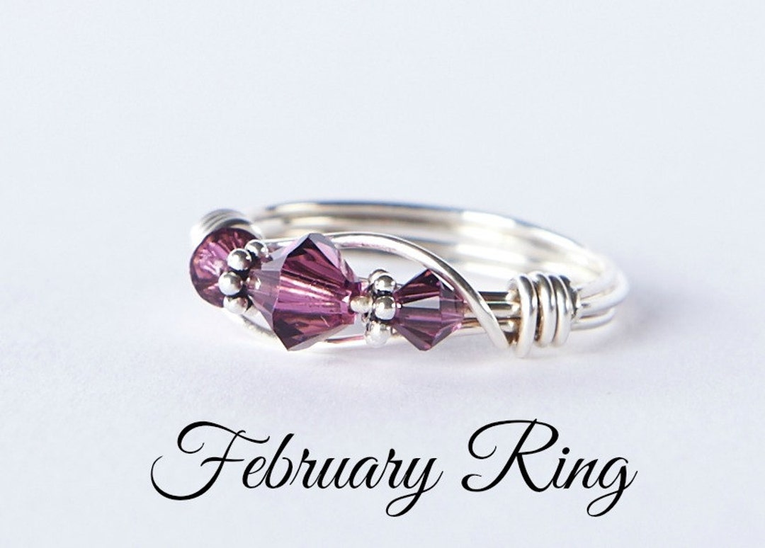 February Birthstone Ring: Handmade Sterling Silver February - Etsy
