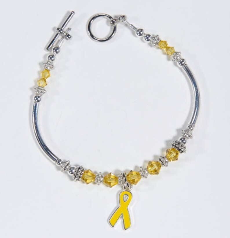 Yellow Awareness Charm Bracelet: Sarcoma/Bone Cancer Soldier | Etsy