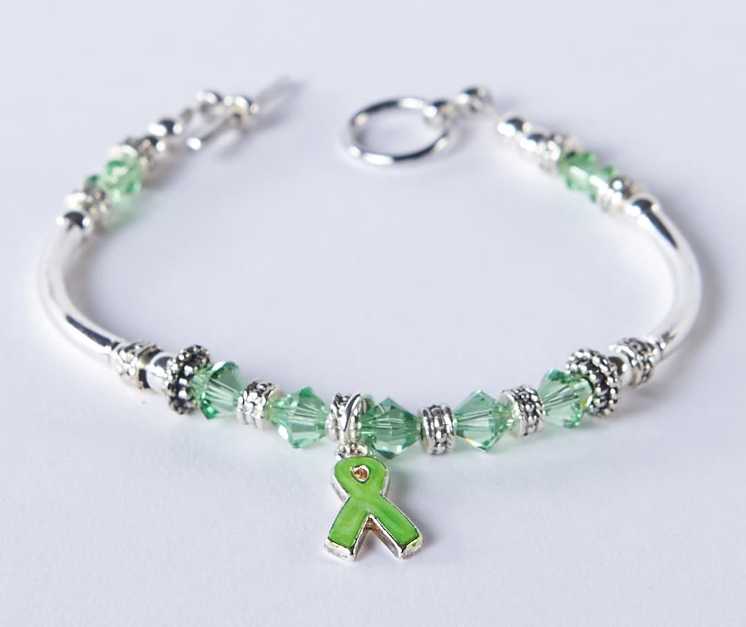 Lymphoma Bracelet. Lime Green Ribbon Charm Awareness. Non-hodgkins ...