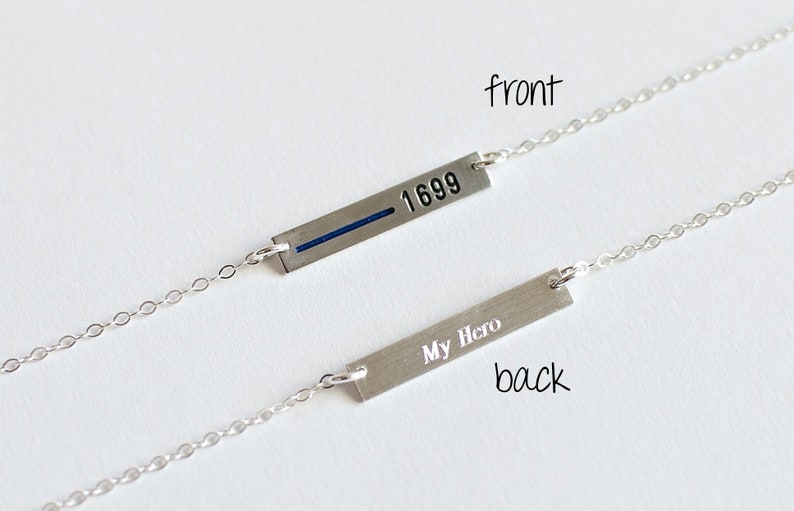 Thin Blue Line Necklace 14k Gold Rose Gold or Sterling Silver - Etsy