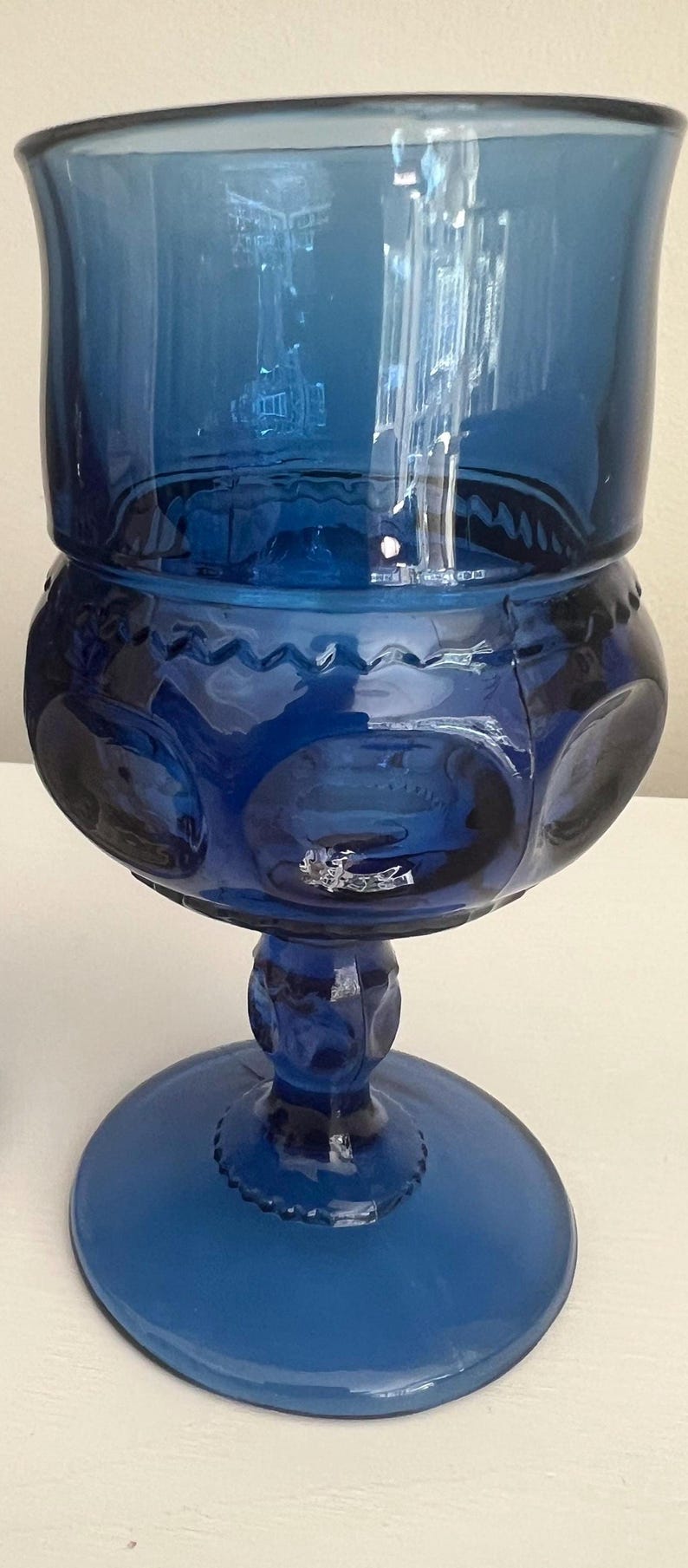 Indiana Cobalt Blue Kings Crown Thumbprint Goblets-set of Four - Etsy