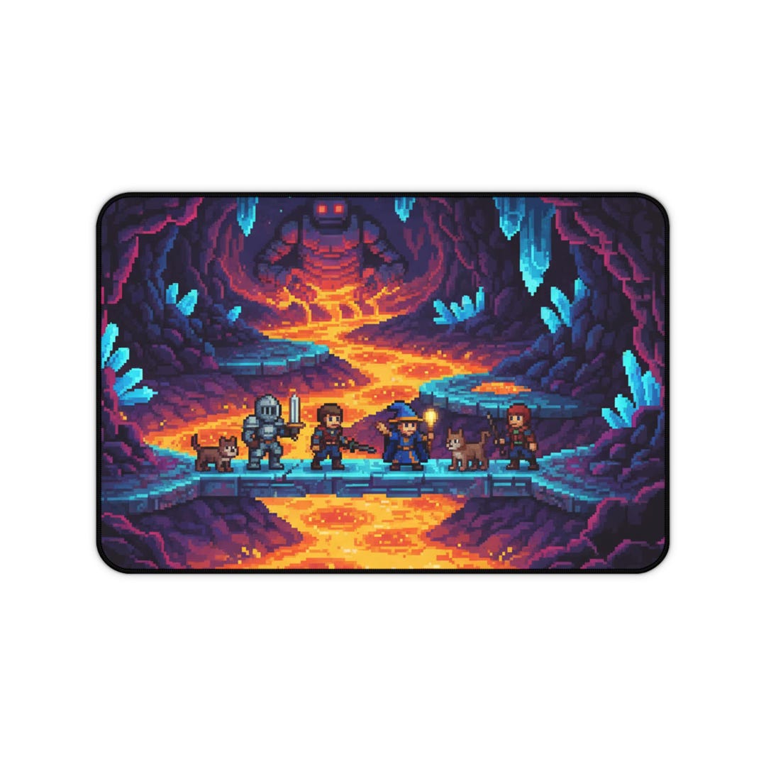 Pixel RPG Party Desk Mat | Lava Cavern Pixel Art - Etsy