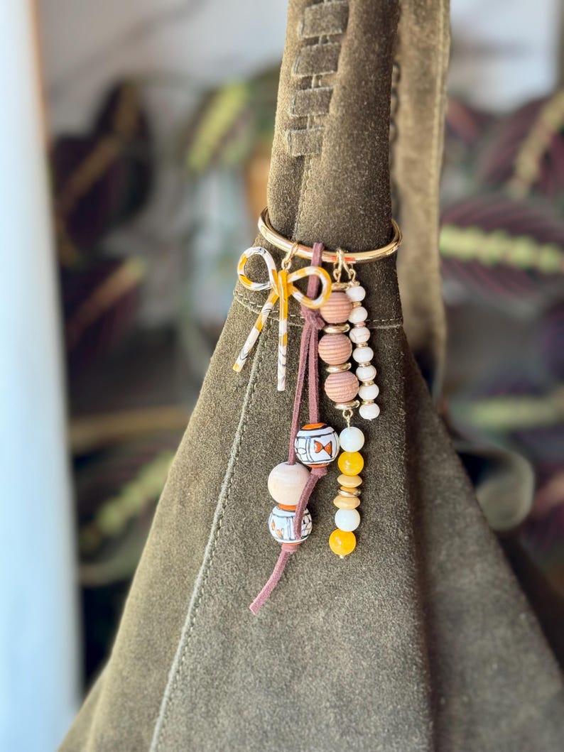 Handmade Beaded Bag Charm: Boho Purse Keychain Gift - Etsy