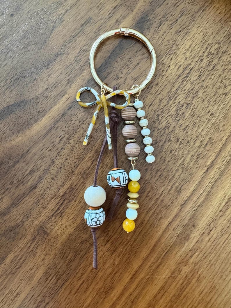 Handmade Beaded Bag Charm: Boho Purse Keychain Gift - Etsy