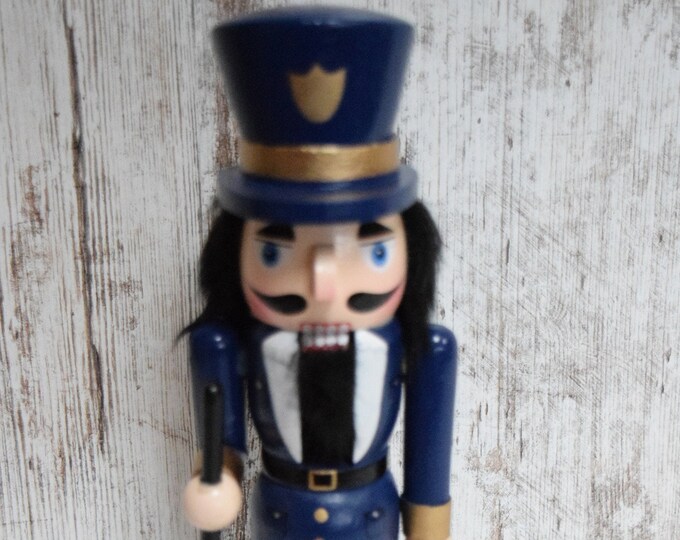 Police Officer Nut Cracker 10" Wooden Nutcracker With Blue Uniform ...