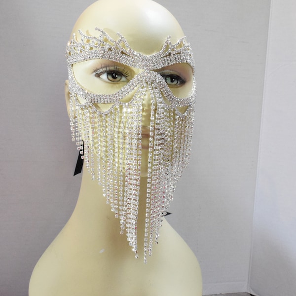 Rhinestone Bridal Mask - Etsy